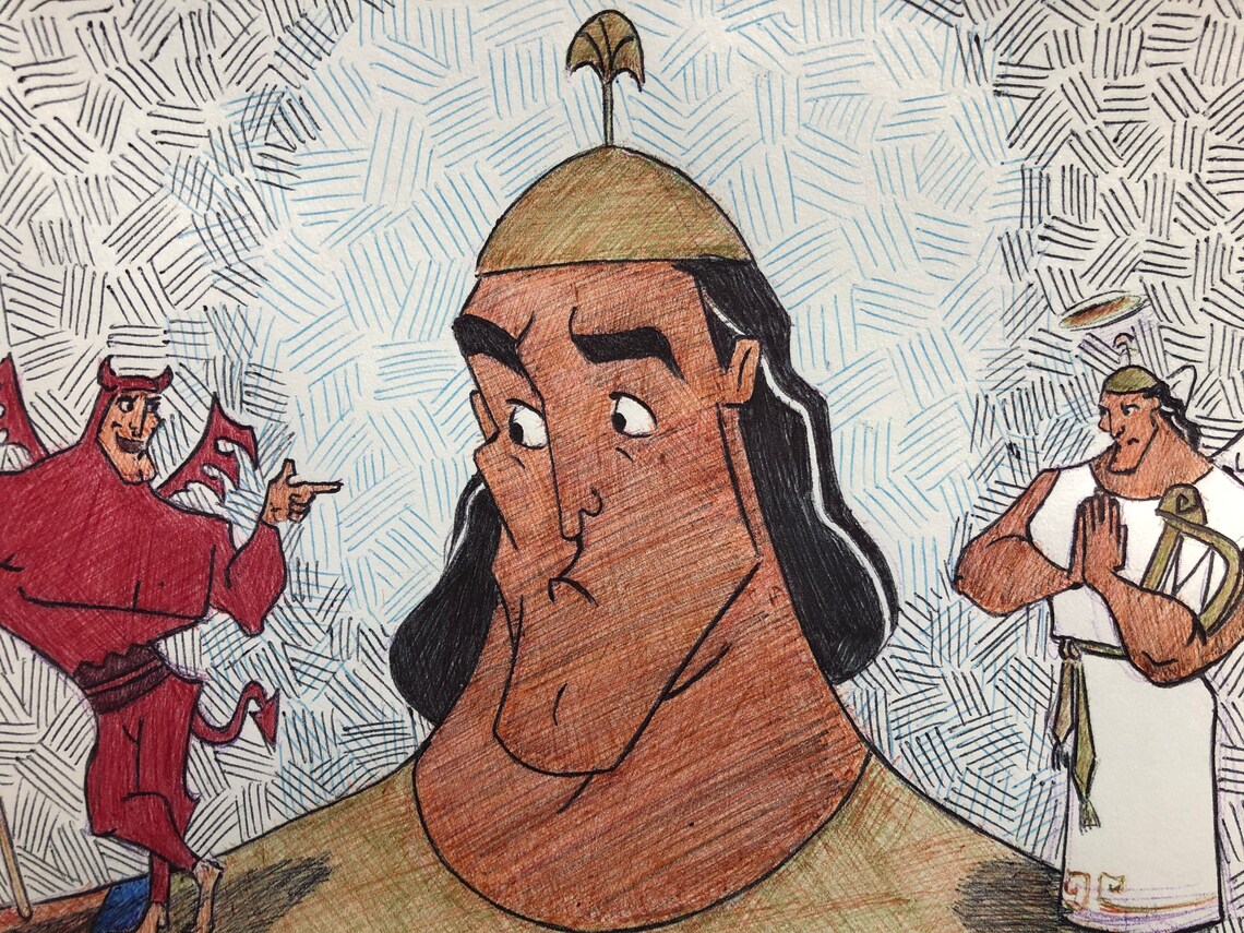 Kronk With Shoulder Angel & Devil original Drawing - Etsy
