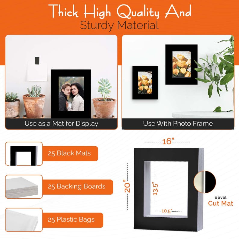 Iframe 16" X 20" Pre-cut Mats + Backing Boards + Transparent Clear ...