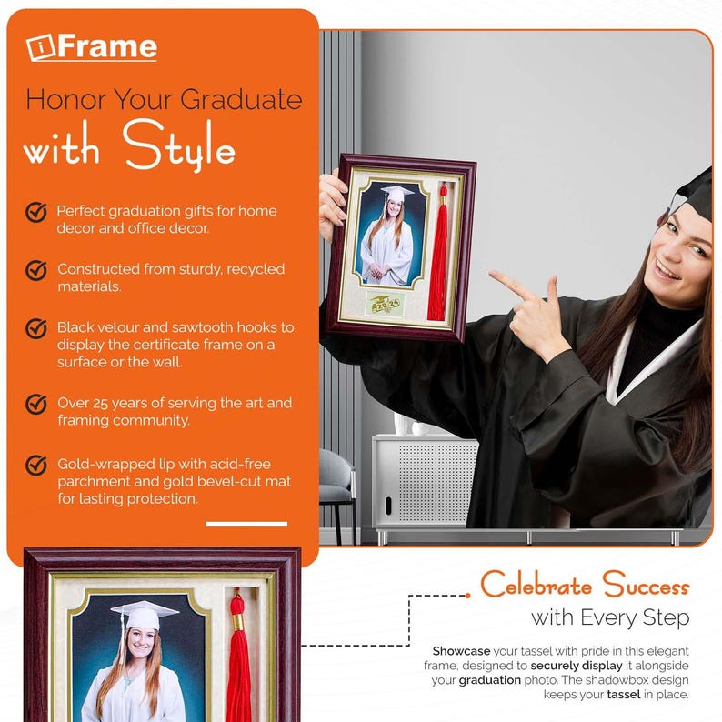 Iframe Graduation Photo and Tassel Frame I Customizable Grade Class ...
