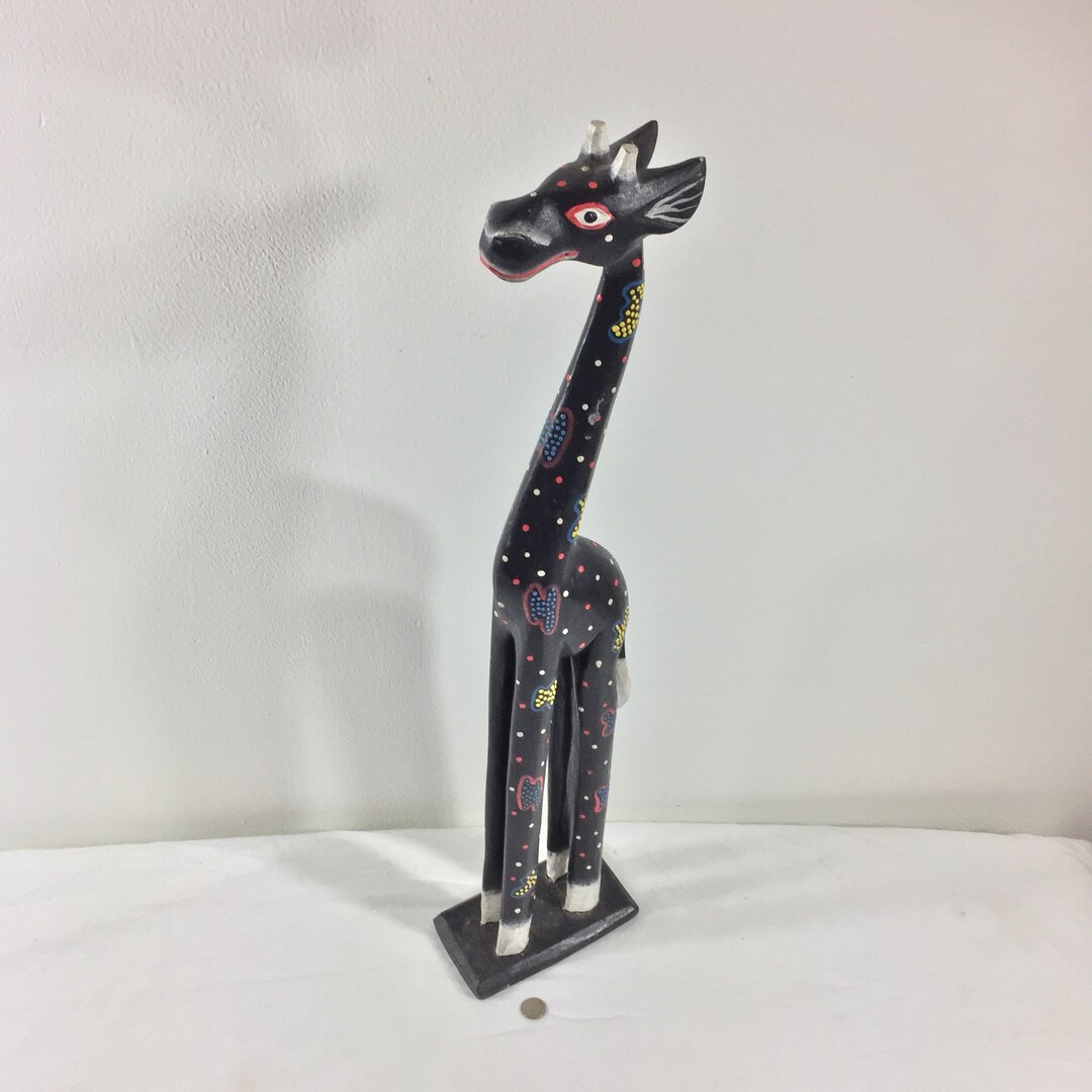 Vintage Wood Giraffe Statue Hand Carved Animal Figurine Hand - Etsy