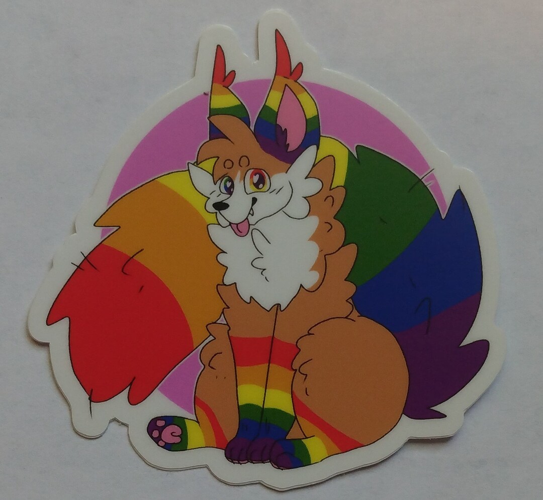 Rainbow Flag Pride Fox - Etsy