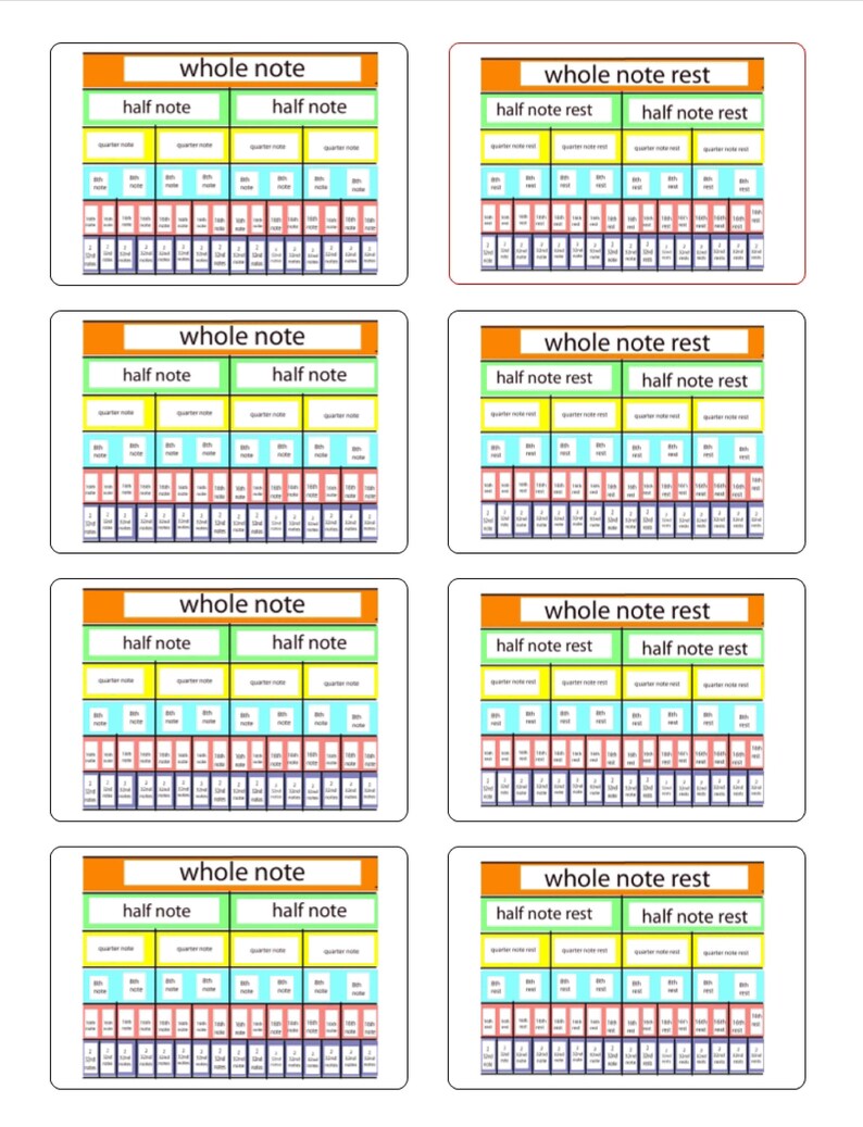 Hierarchy of Musical Notes and Rests - Symbols Series - Etsy