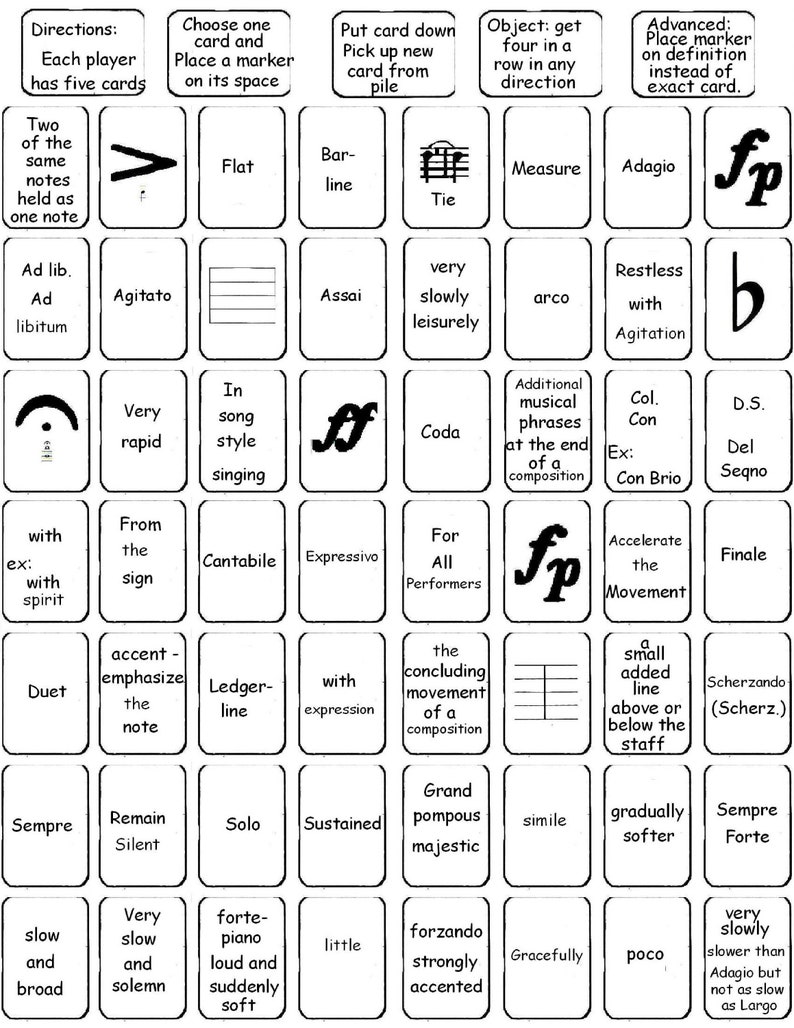 Music Theory Terms and Definitions - Etsy