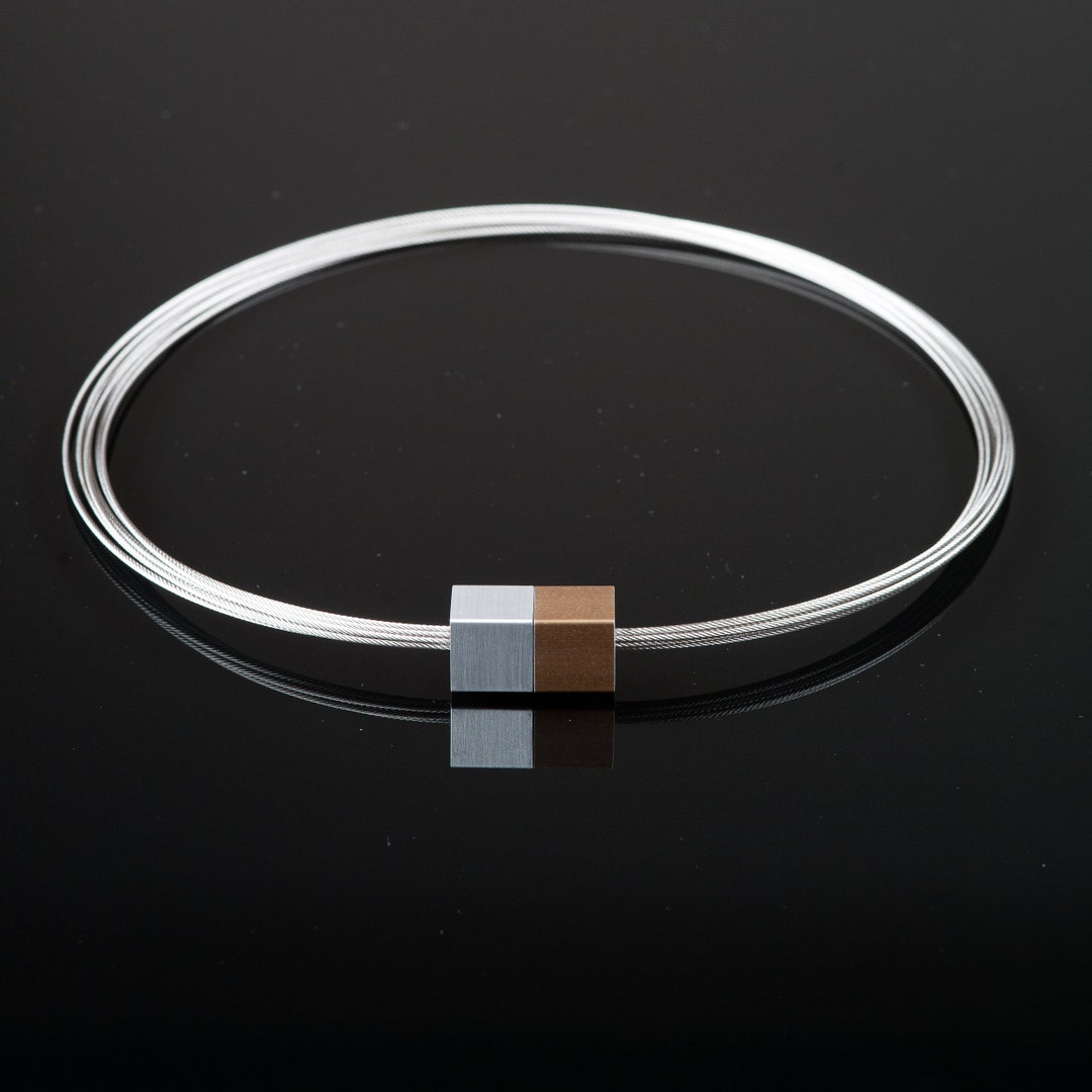 Two-tone Magnetic Necklace With Aluminum Cube - Elegant, Modern ...