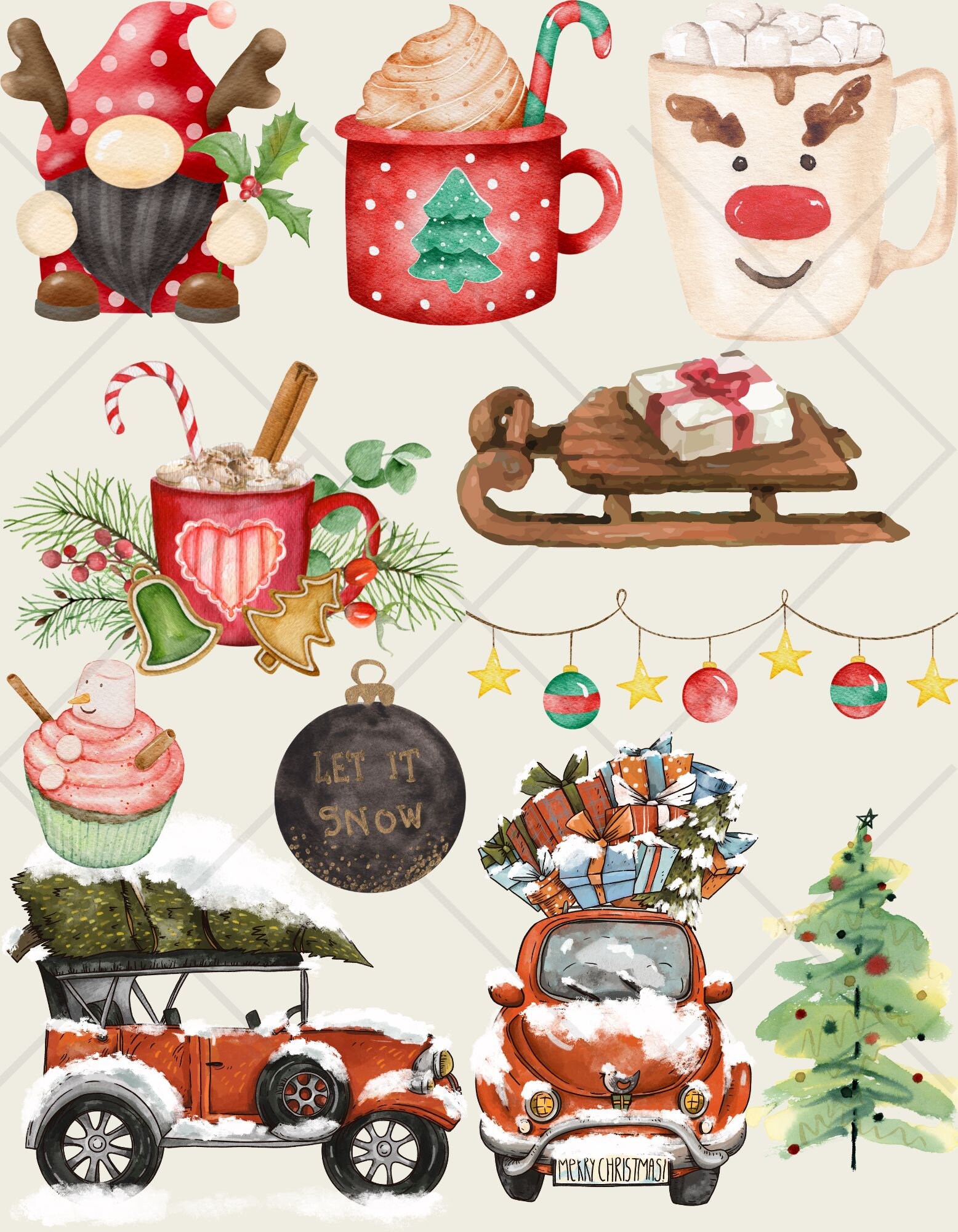 Christmas Decor Clipart Cozy Christmas Clip Art Holiday Clipart Decor ...