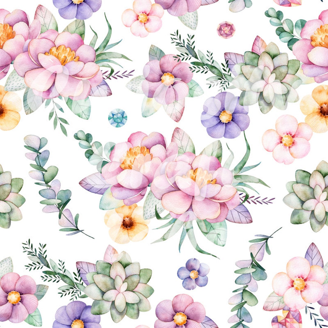 Digital Paper Watercolor Floral Printable, Floral Printable Paper ...