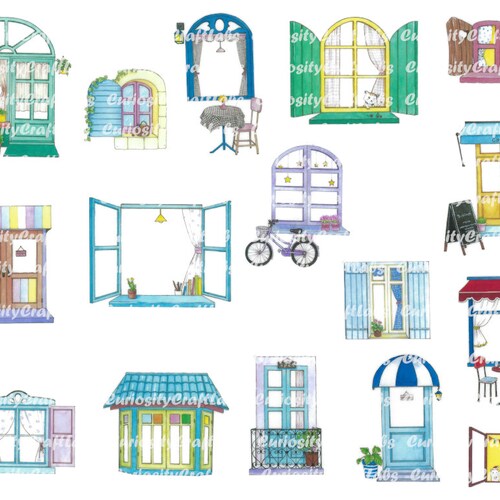 OLD WINDOWS Architecture Collage Sheet Digital Printable - Etsy