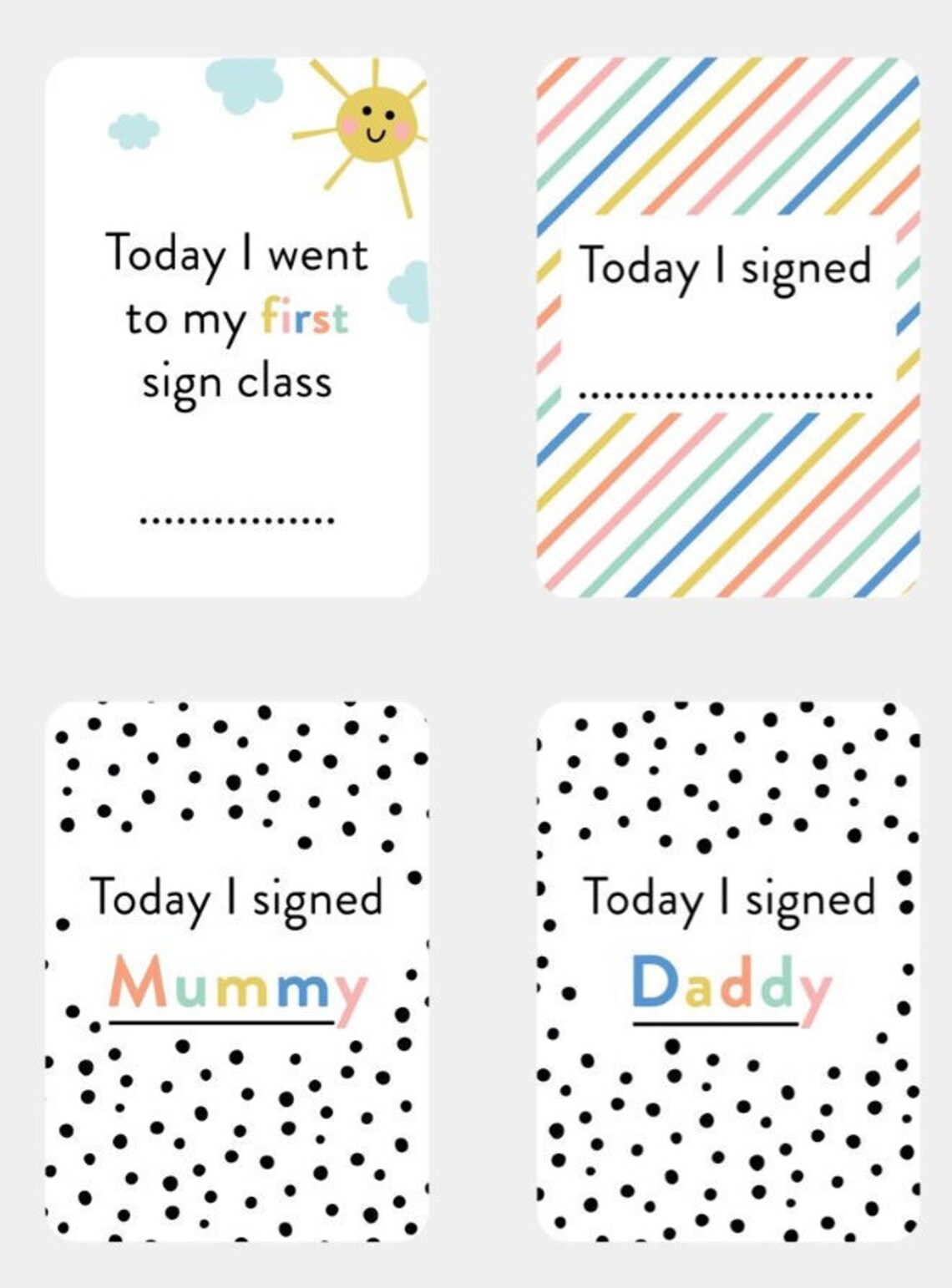 Baby Sign Language Milestone Cards, BSL, Makaton Eco-friendly Print - Etsy