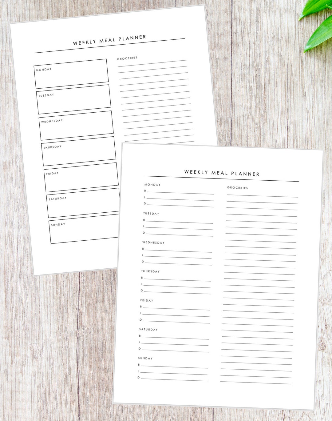 Minimalist Weekly Meal Planner Template, Downloadable Meal Planner ...