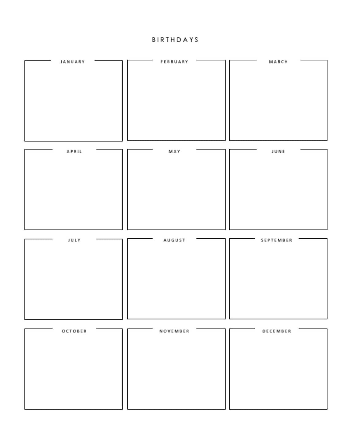 Minimalist Birthday Tracker, Downloadable Birthday Tracker, Printable ...
