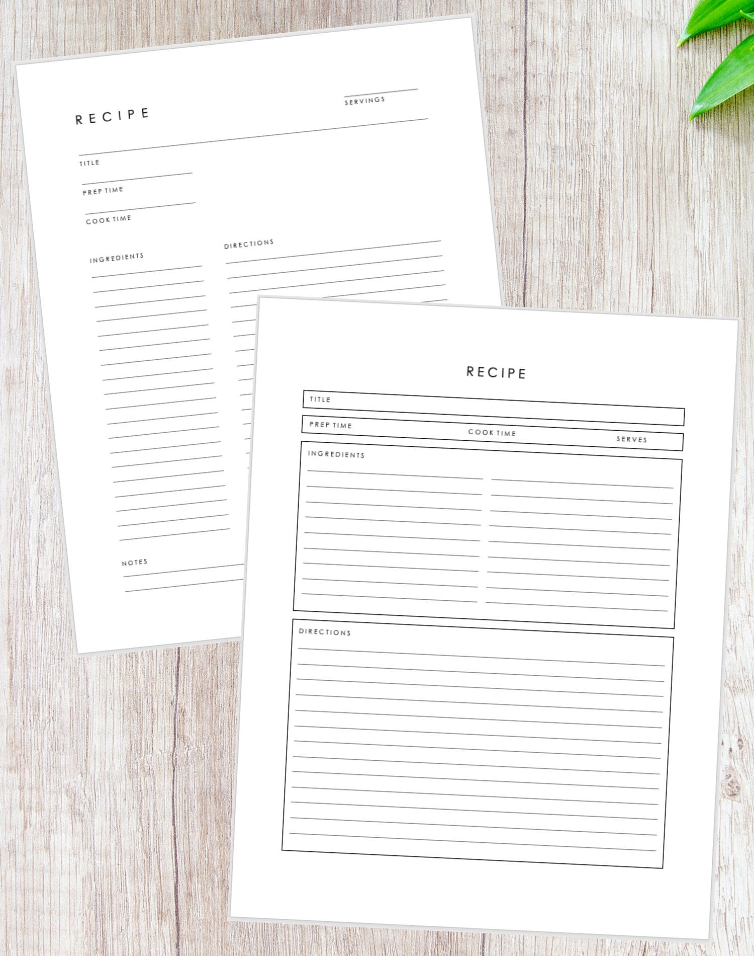 Minimalist Recipe Card, Downloadable Recipe Template, Printable Recipe ...