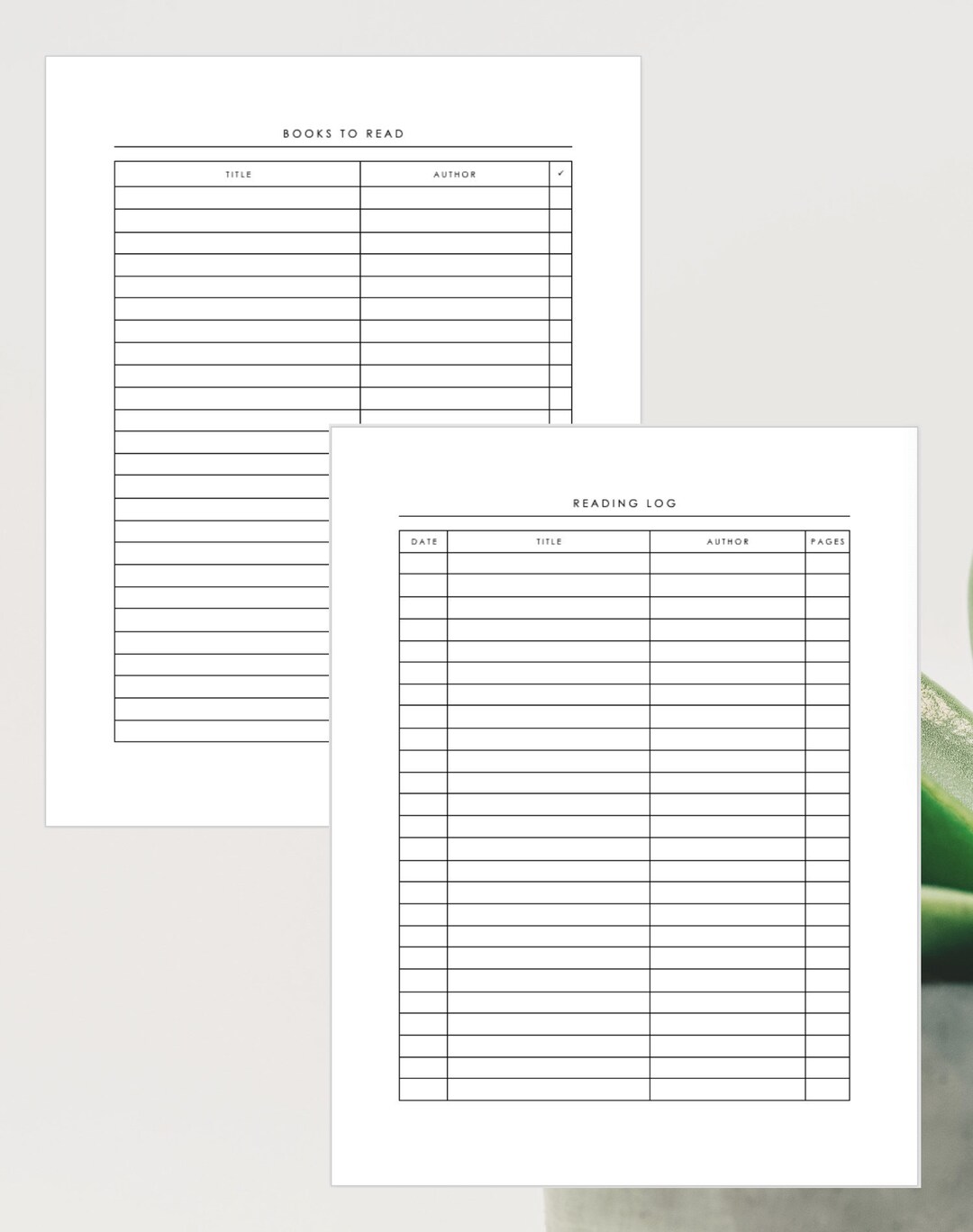 Minimalist Reading Log, Downloadable Reading Log Book List, Printable ...