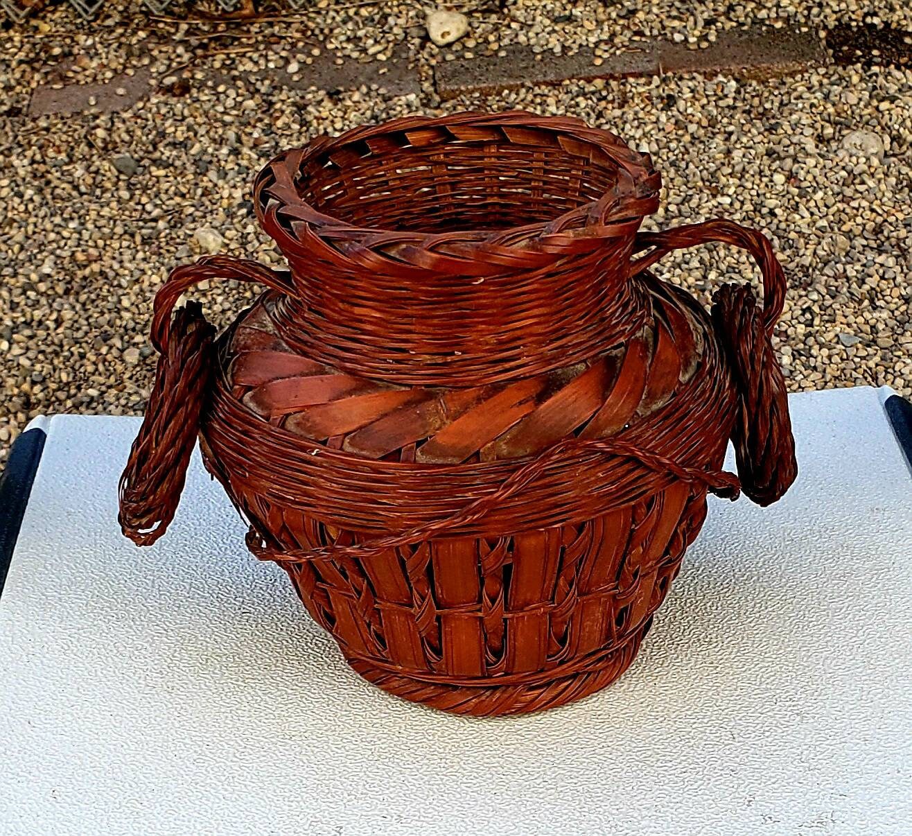 Vintage Ikibana Split Bamboo Flower Basket With Ring Handles - Etsy