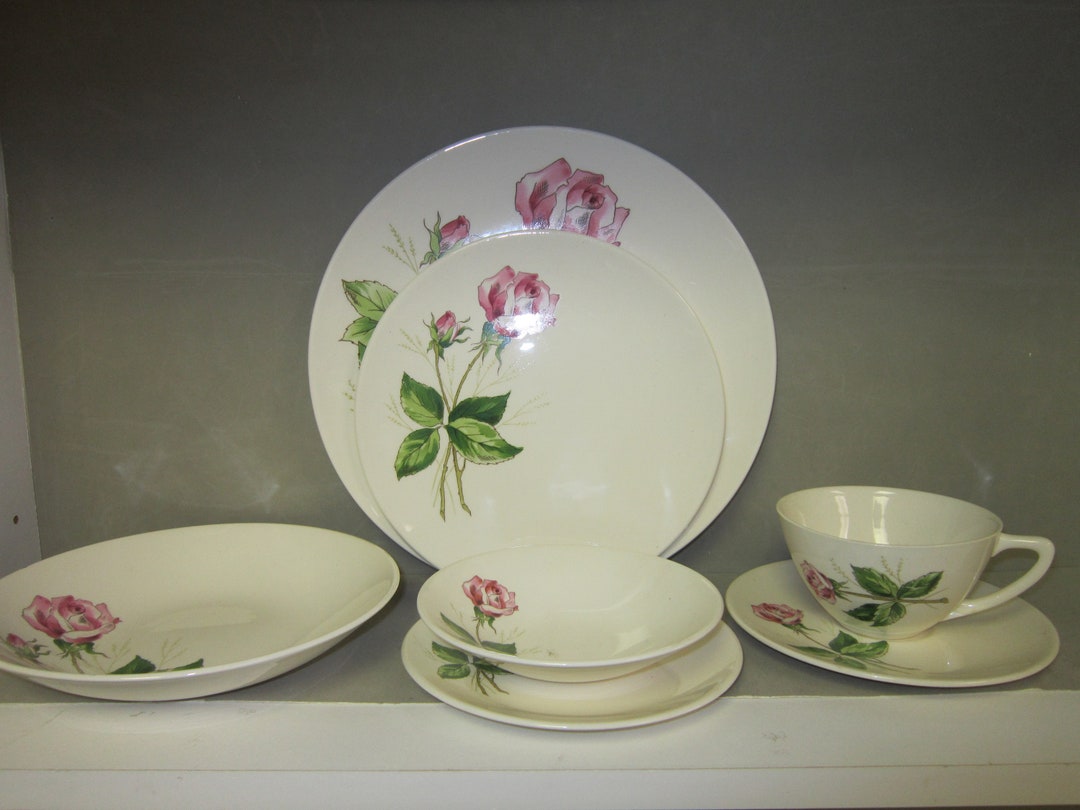Vintage Tea Rose by Edwin Knowles, 7 Piece Place Setting - Etsy