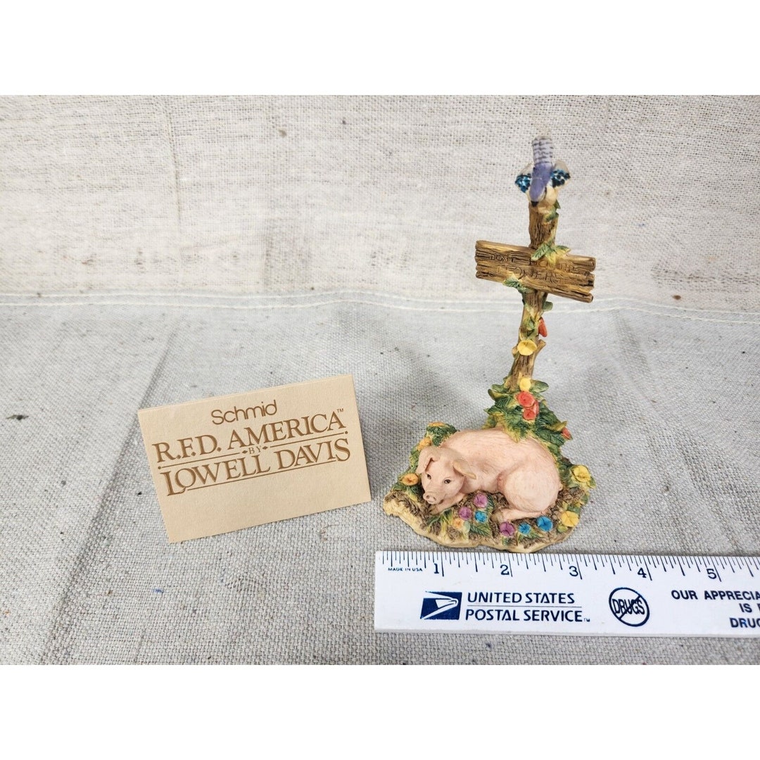 1990 Lowell Davis BFA Schmid Figurine Don't Pick the Flowers With Pig ...