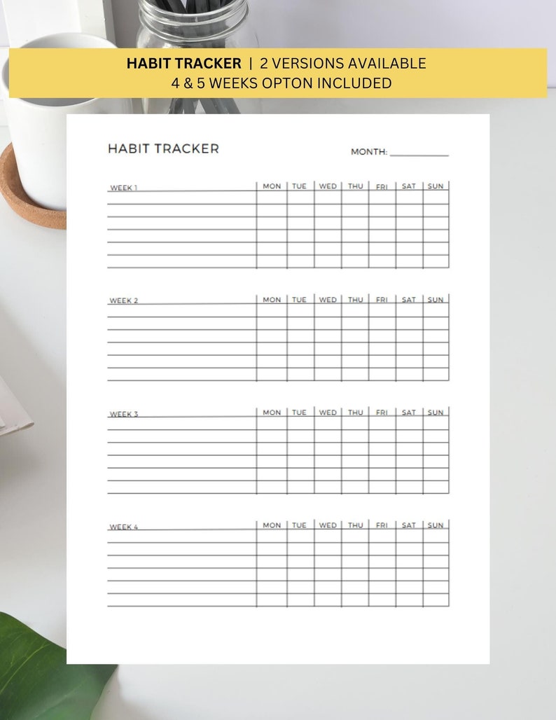 Monthly Habit Tracker Printable, Habit Tracker Template , Routine ...