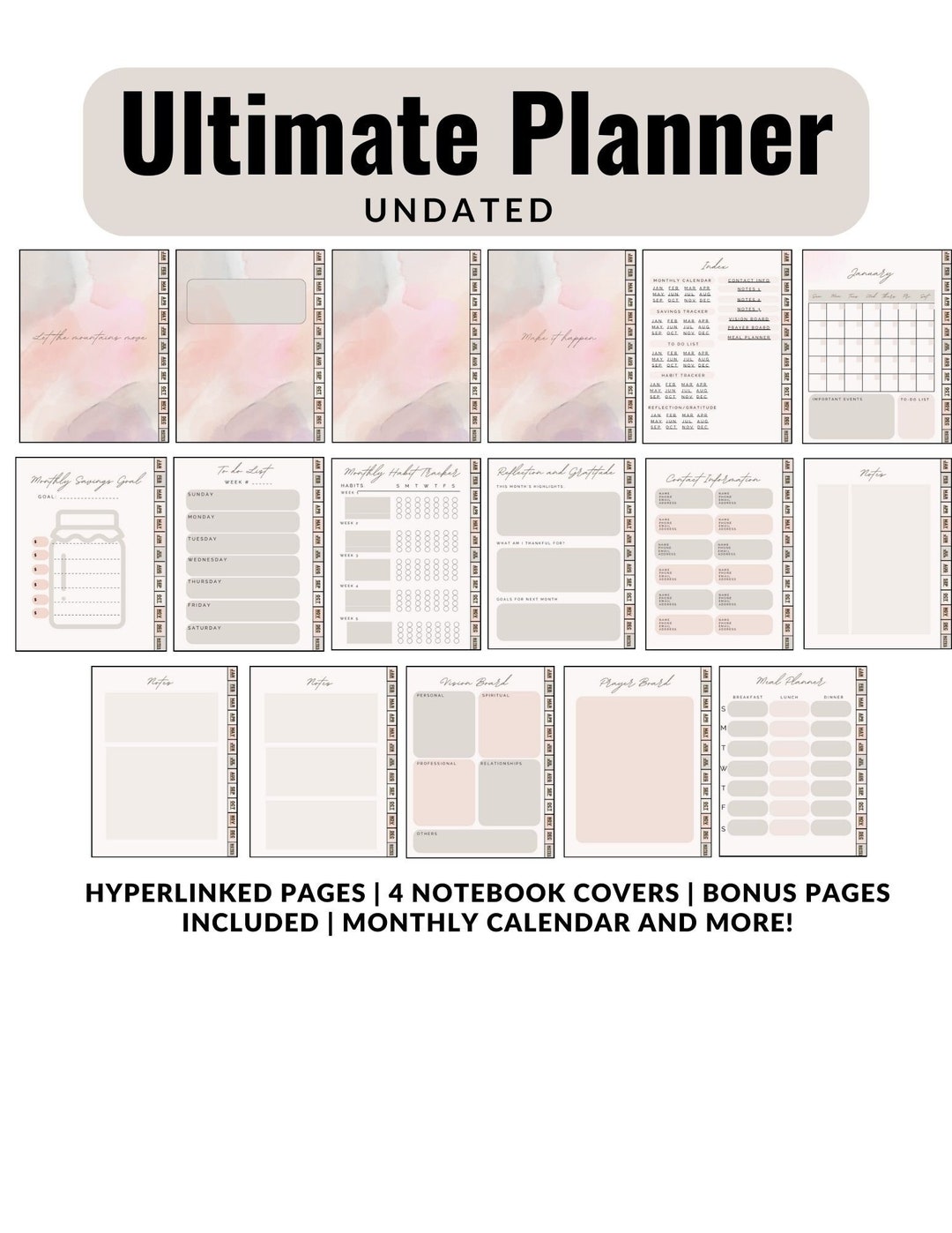 Digital Planner, Undated Digital Planner, iPad Planner, Goodnotes ...