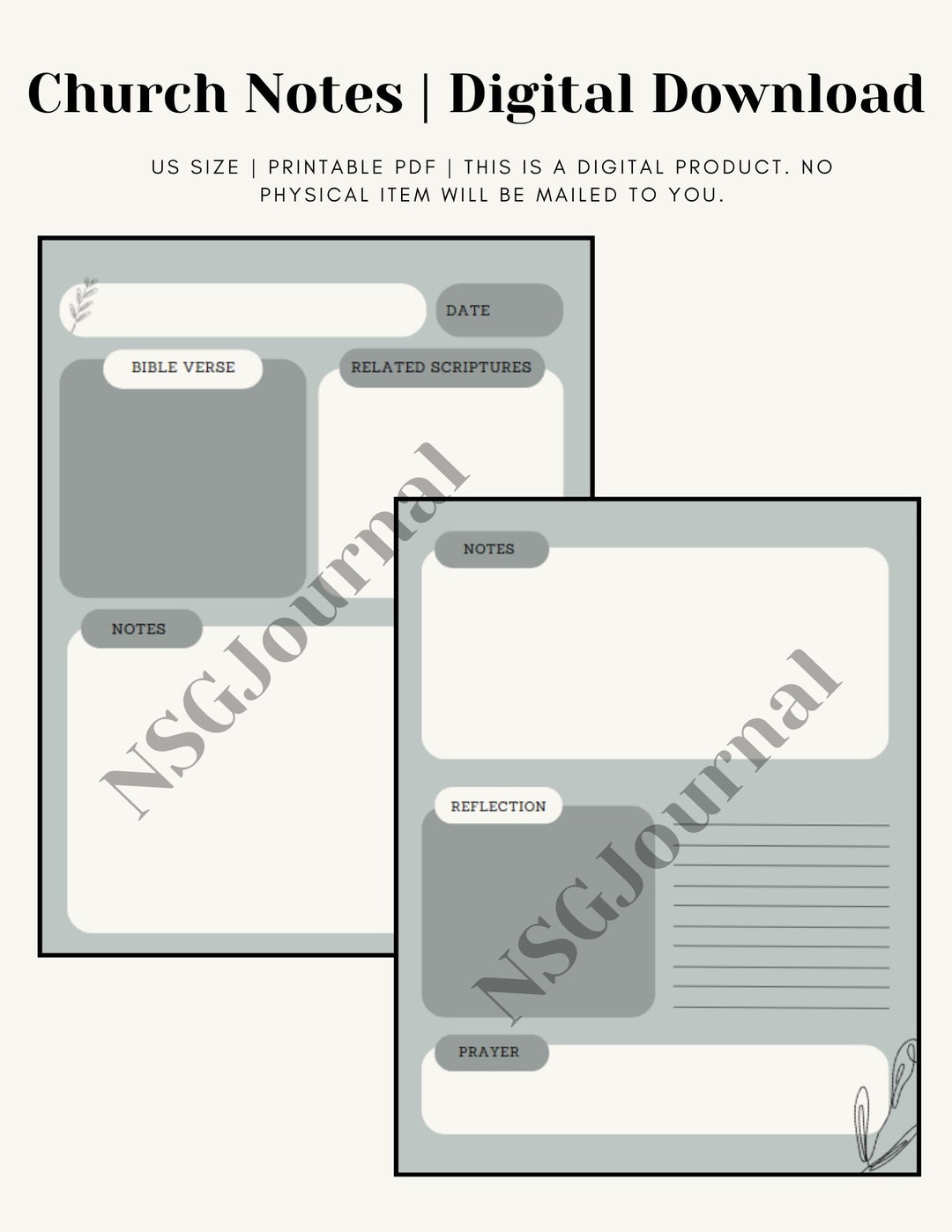 Digital Sermon Notes Printable Church Service Bible Study Preaching ...