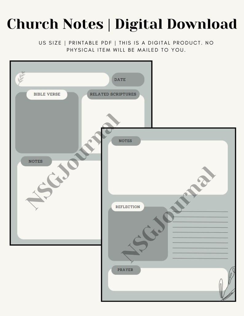 Digital Sermon Notes Printable Church Service Bible Study Preaching ...