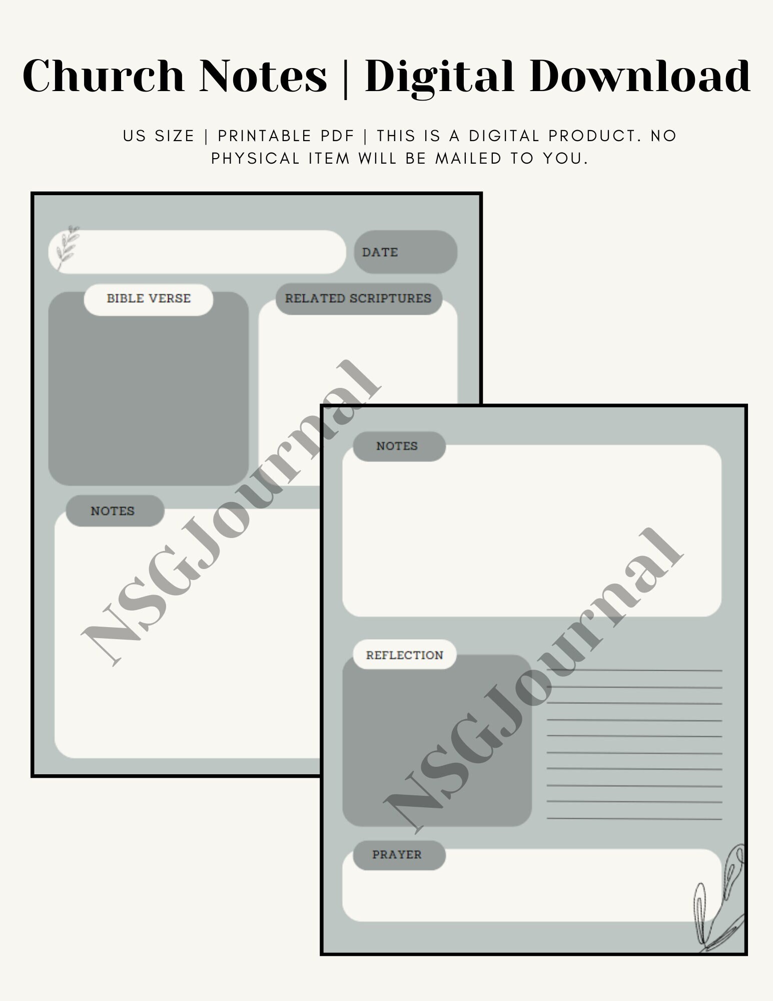 Digital Sermon Notes Printable Church Service Bible Study Preaching ...