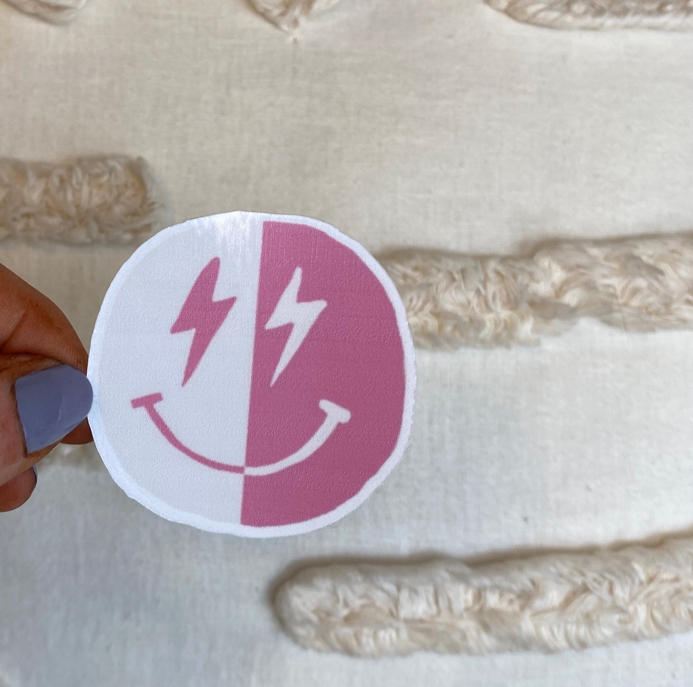 Lighting Bolt Smiley Face Sticker Artsy Sticker Sticker - Etsy UK
