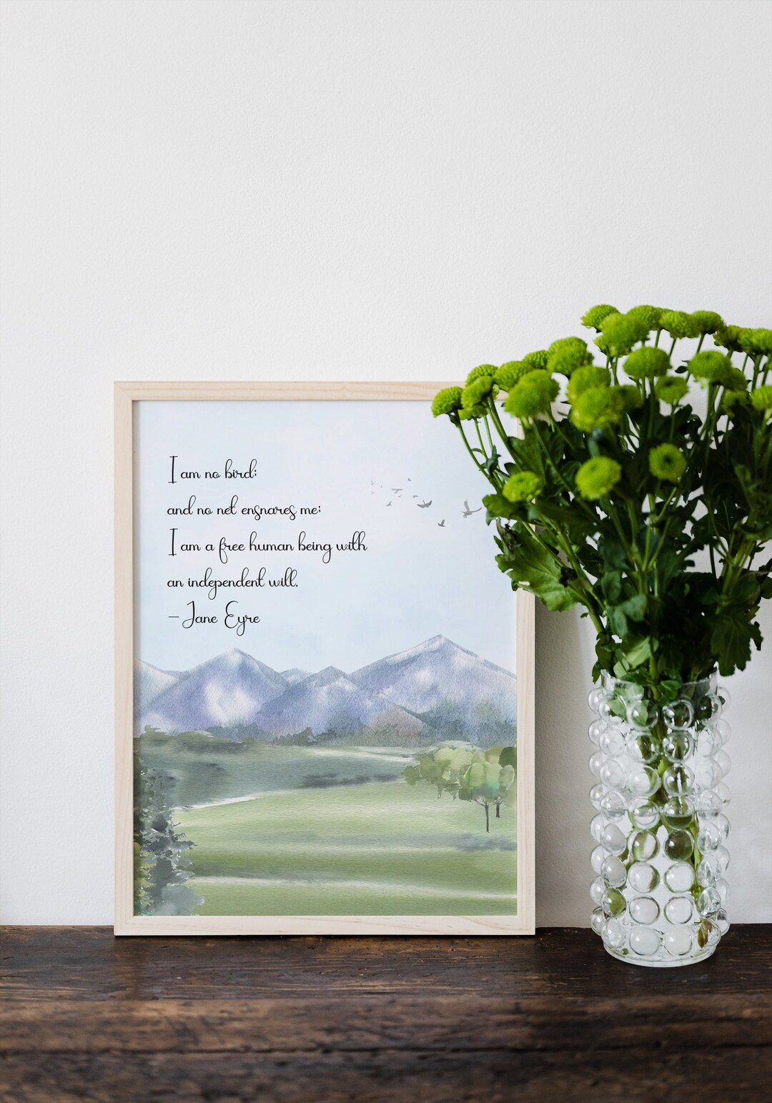 Jane Eyre Art Print Charlotte Brontë Quote I Am No Bird Poster ...