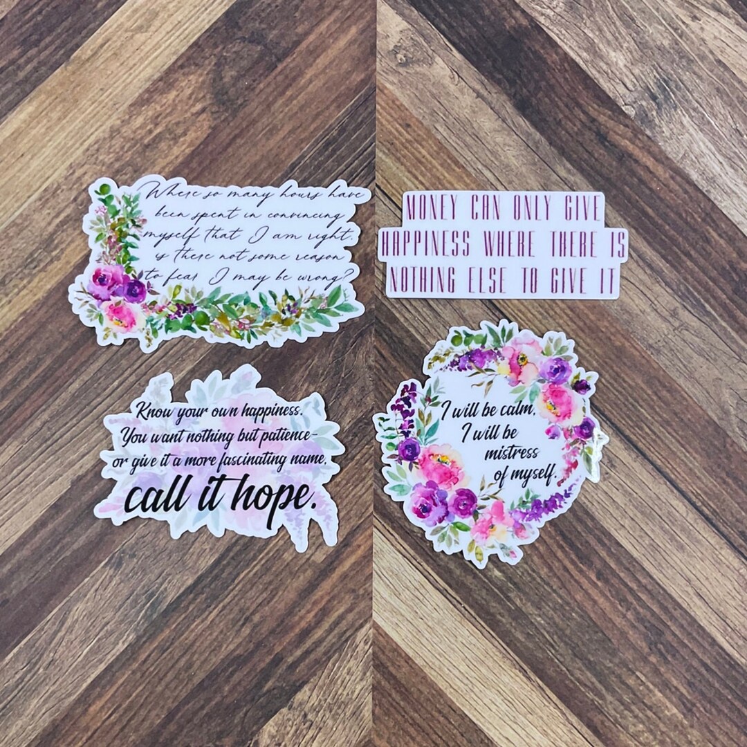 Sense and Sensibility Stickers Jane Austen Gifts Book Quote Jane Austen ...