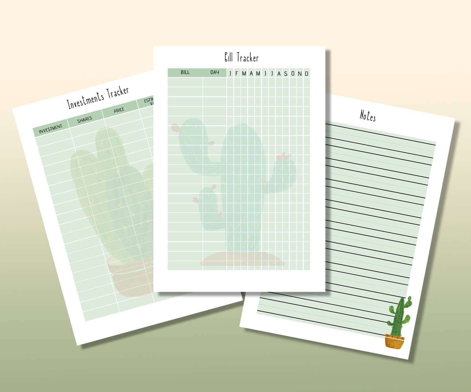 Cactus Green Budget Planner Finance Tracker Digital - Etsy