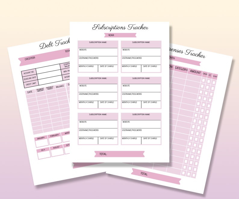 Pink Finance Planner Printable Financial Journal Budget Template ...