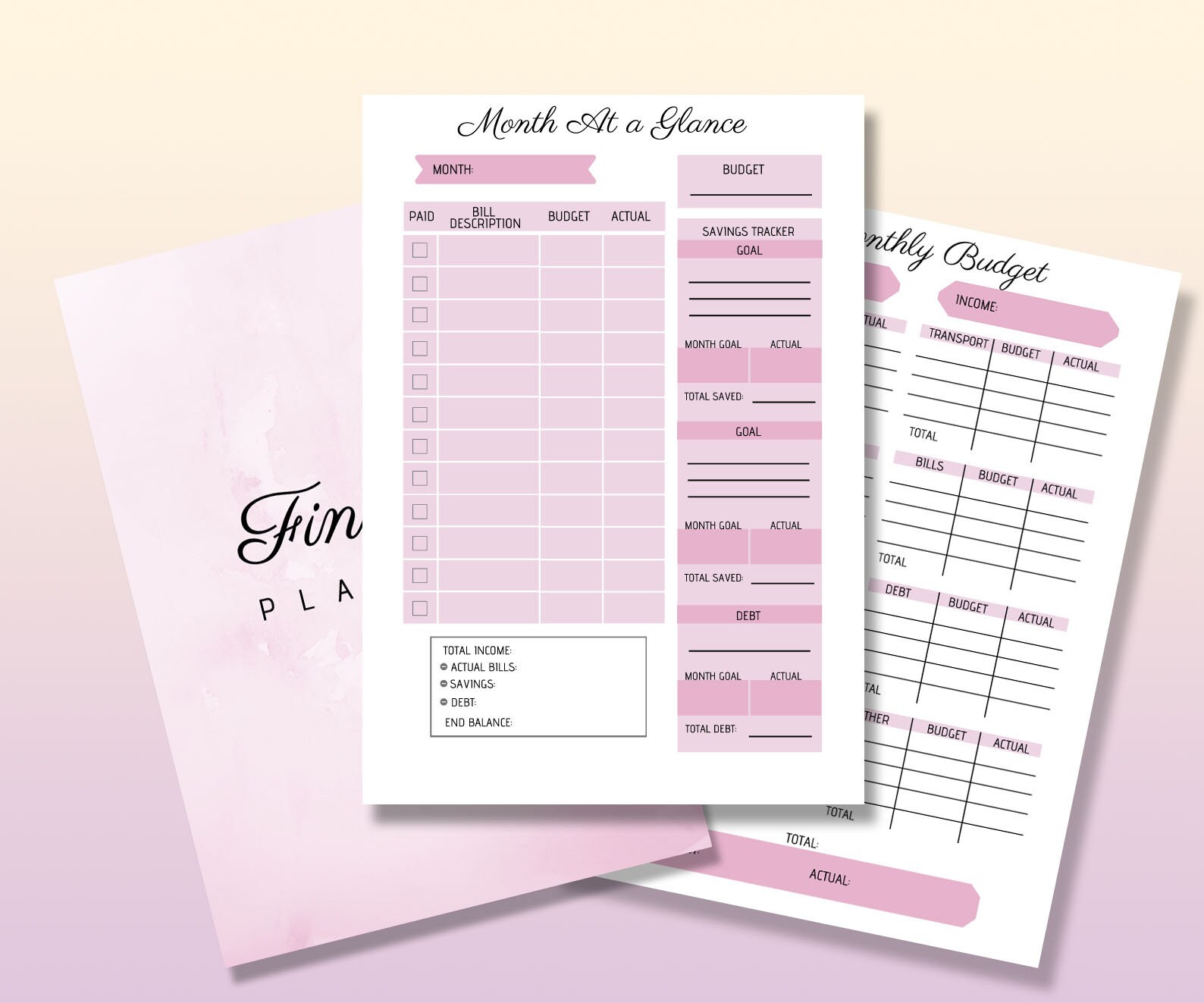 Pink Finance Planner Printable Financial Journal Budget Template ...