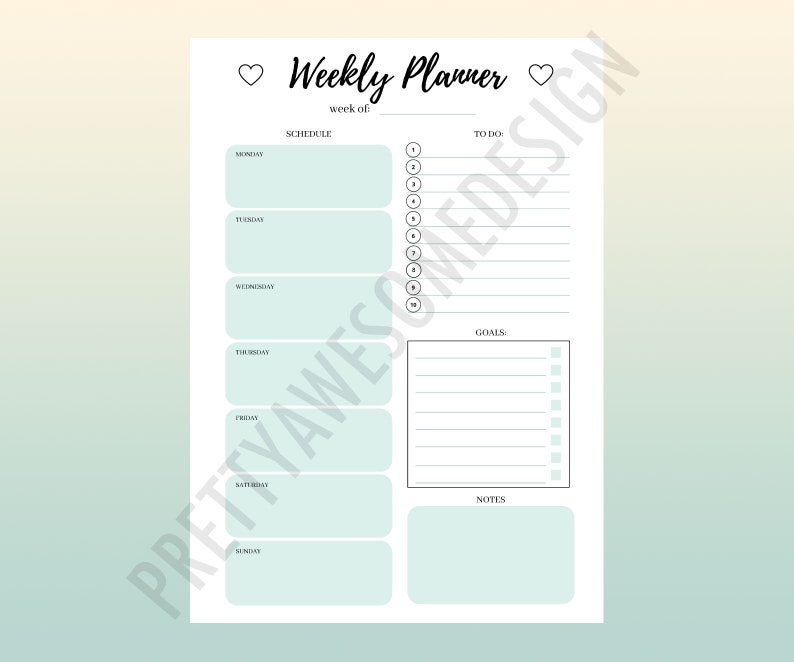 Mint Green Daily, Weekly and Monthly Planner Set, Printable A5 Planner ...