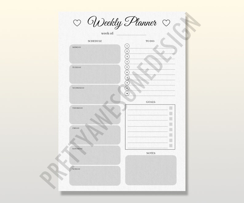 Plain Black and White Daily Weekly and Monthly Planner Set - Etsy
