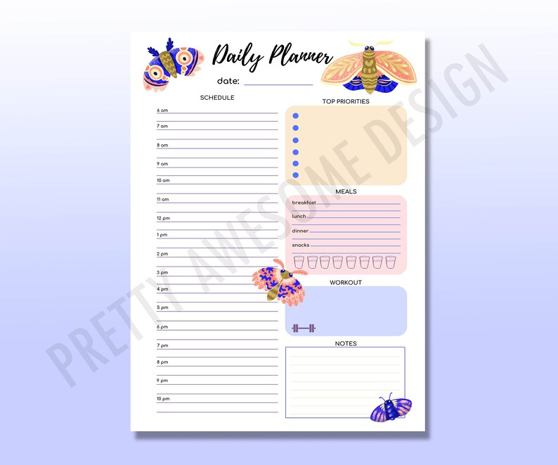 Moths Daily, Weekly and Monthly Planner Set, Printable A5 Planner ...