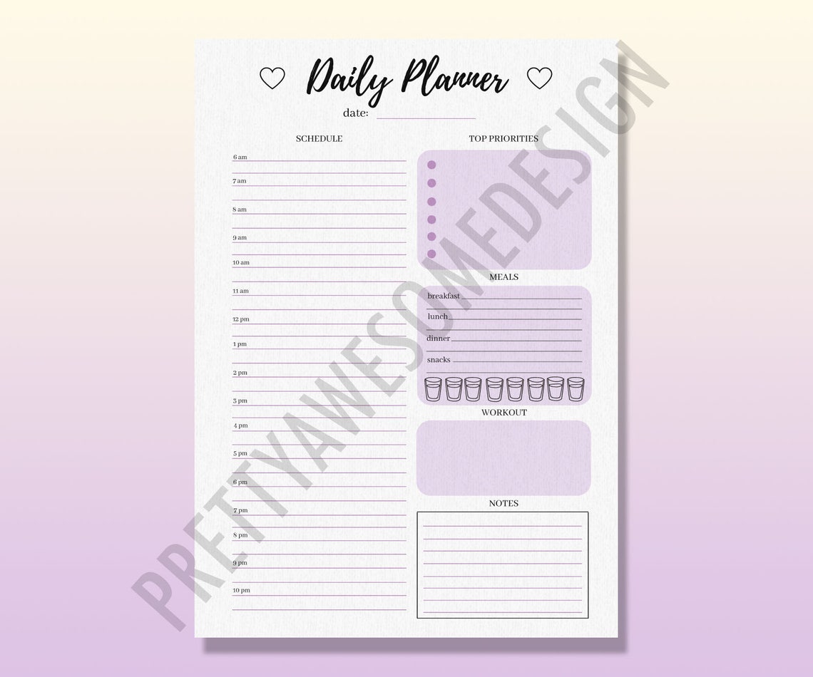 Purple Lavender Daily, Weekly and Monthly Planner Set, Printable A5 ...