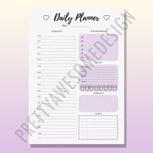 Purple Lavender Daily, Weekly and Monthly Planner Set, Printable A5 ...