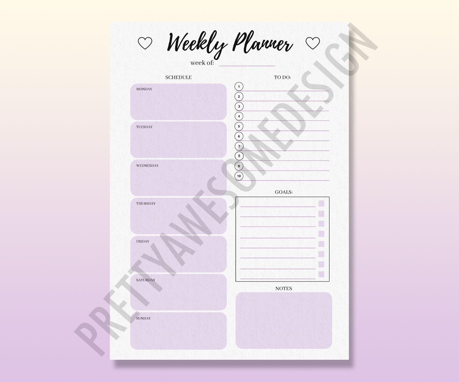 Purple Lavender Daily, Weekly and Monthly Planner Set, Printable A5 ...