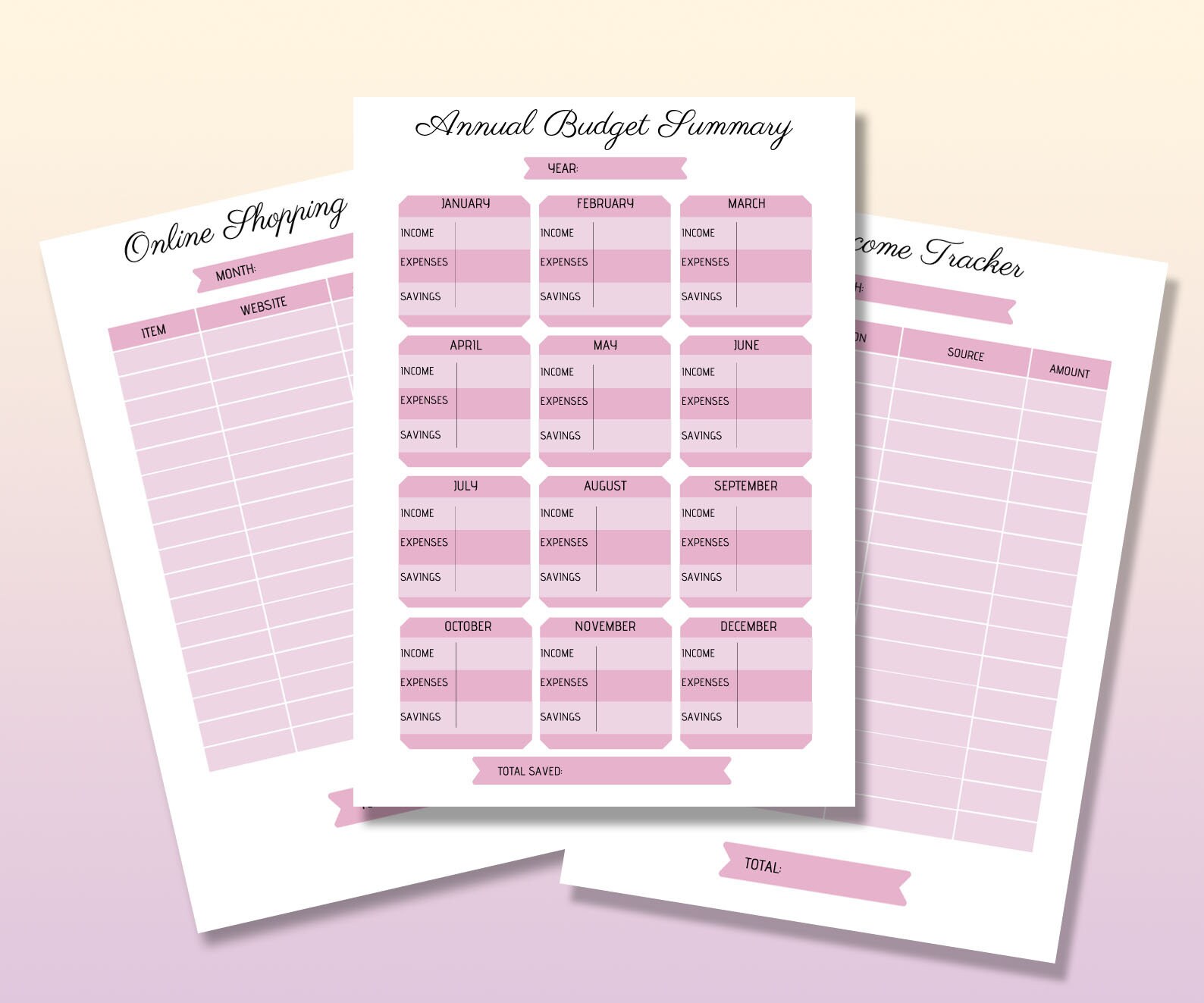 Pink Finance Planner Printable Financial Journal Budget Template ...