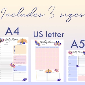 Moths Daily, Weekly and Monthly Planner Set, Printable A5 Planner ...