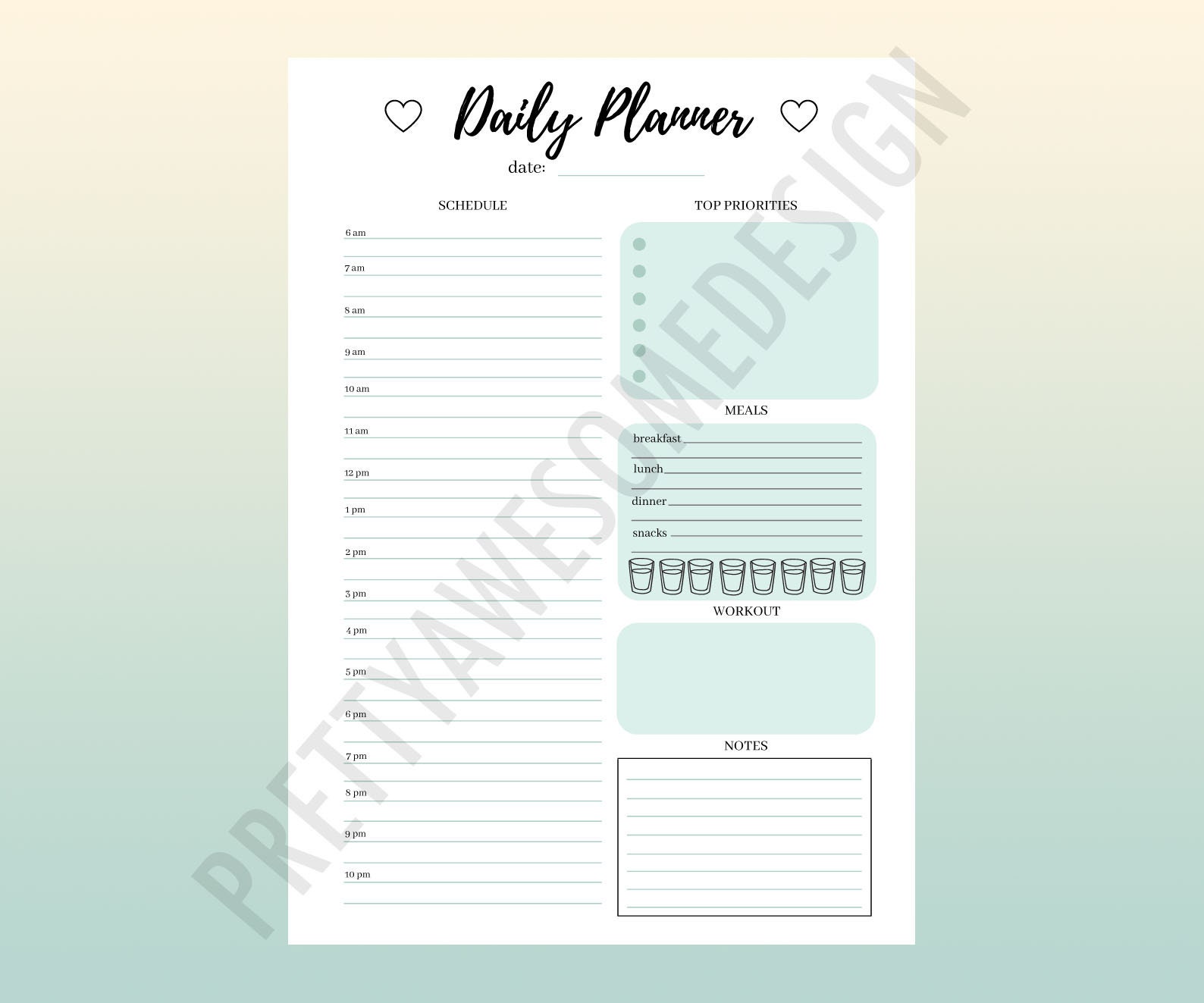 Mint Green Daily Weekly and Monthly Planner Set Printable A5 - Etsy