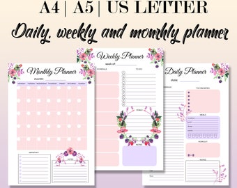 Moths Daily Weekly and Monthly Planner Set Printable A5 | Etsy