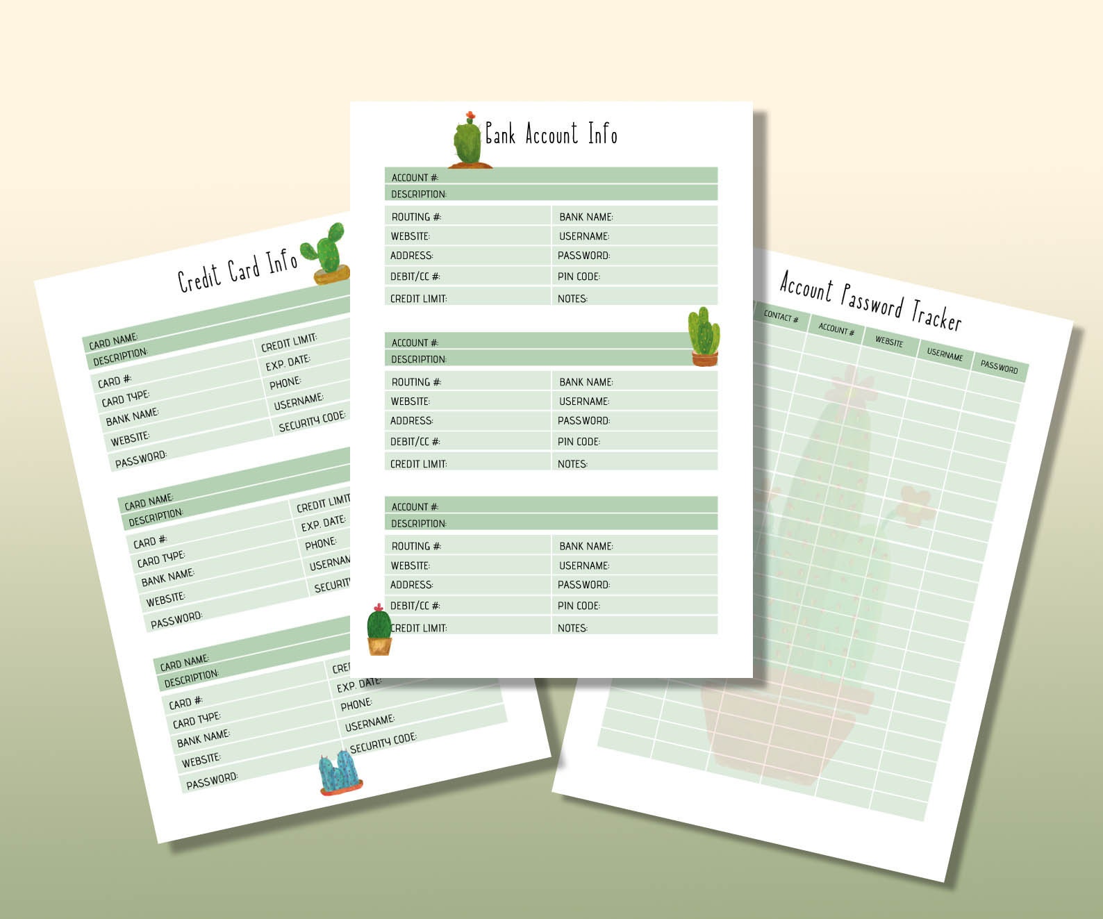 Cactus Green Budget Planner Finance Tracker Digital - Etsy