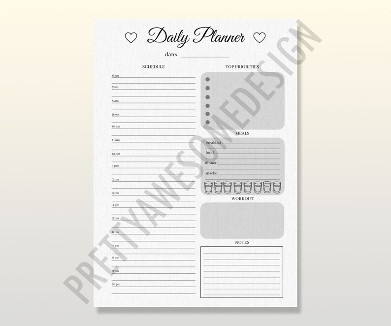 Plain Black and White Daily, Weekly and Monthly Planner Set, Printable ...