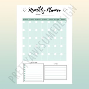 Mint Green Daily Weekly and Monthly Planner Set Printable A5 - Etsy