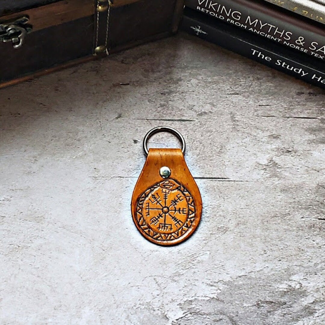 Helm of Awe Leather Keychain/ Viking Keychain/ Norse Keychain - Etsy