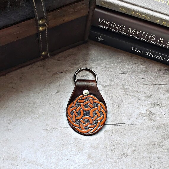 Celtic Knot Keychain/ Leather Keychain/ Viking Keychain | Etsy