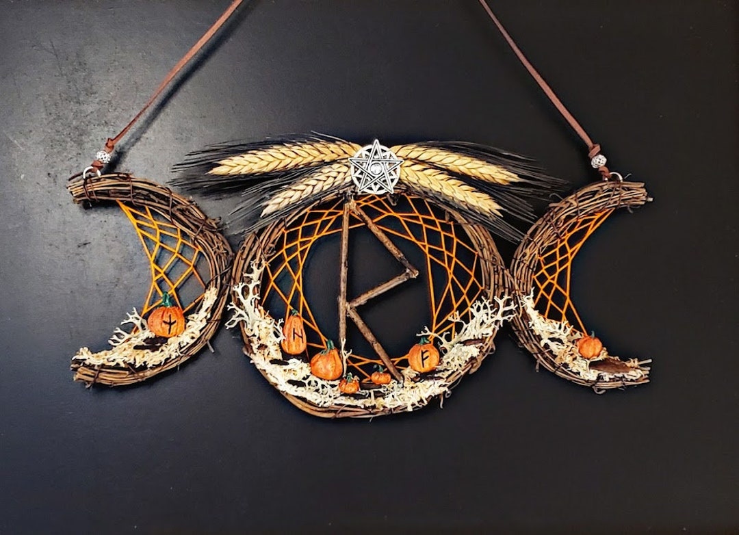 Raido Mabon Samhain Wreath Norse Art Rune Hanging Pagan - Etsy