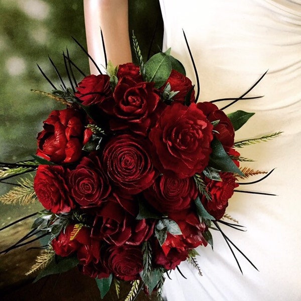 Red Bridal Bouquet - Etsy