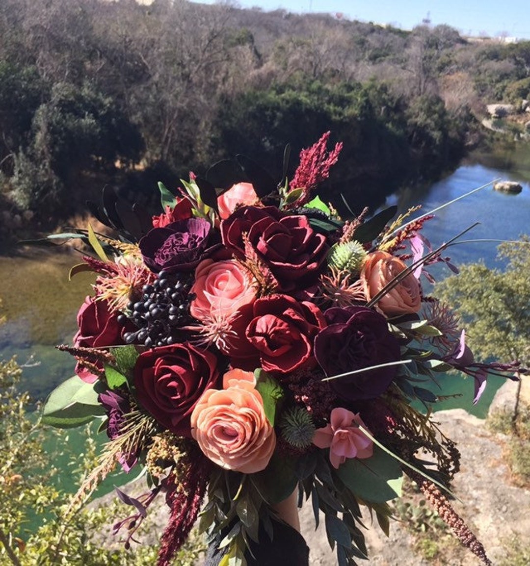 Custom Wood Flower Wedding Bouquet Made to Order Goth - Etsy
