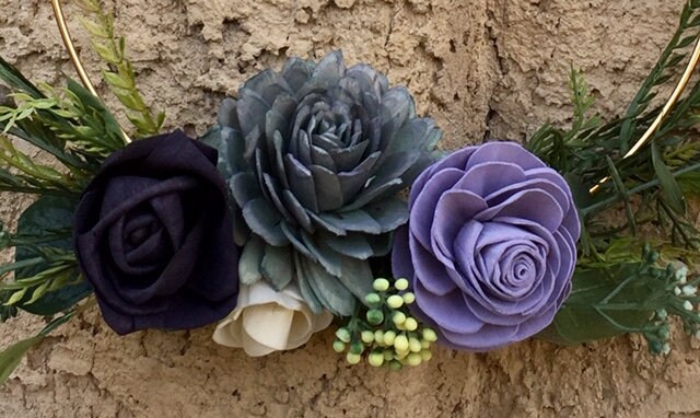Plum Purple Succulent Wood Flower Hoop Bouquet Flower Girl | Etsy