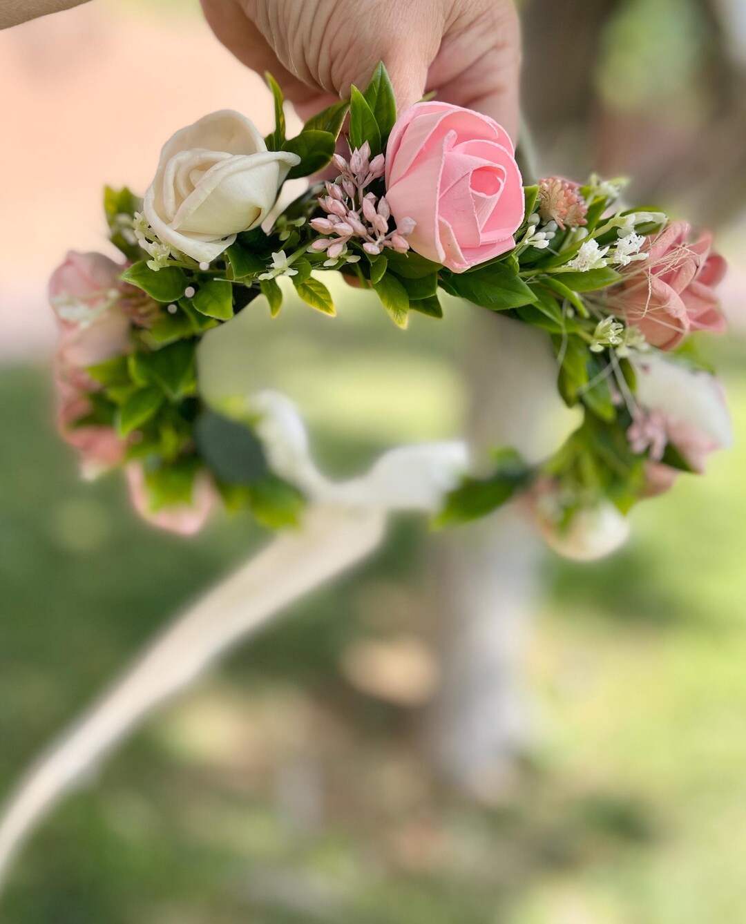 Soft Dusty Pink, Flower Crown, Wood Flowers, Blush Pink Mauve Floral ...